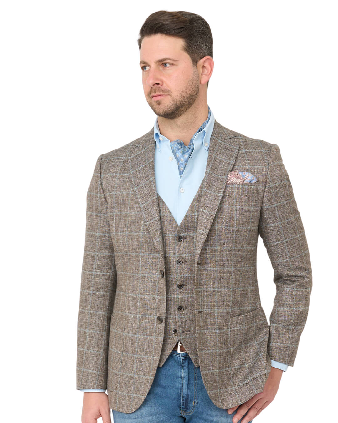 Beige Mouline Windowpane Jacket | Gagliardi
