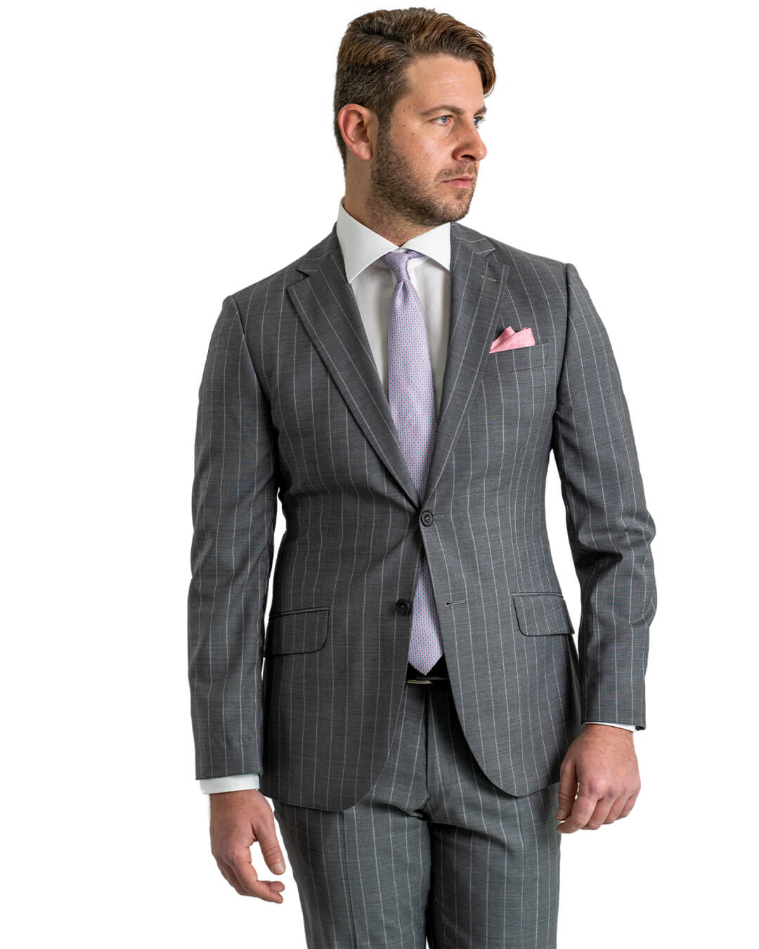 Grey Reda Super 100s Wide Subtle Stripe Suit | Gagliardi