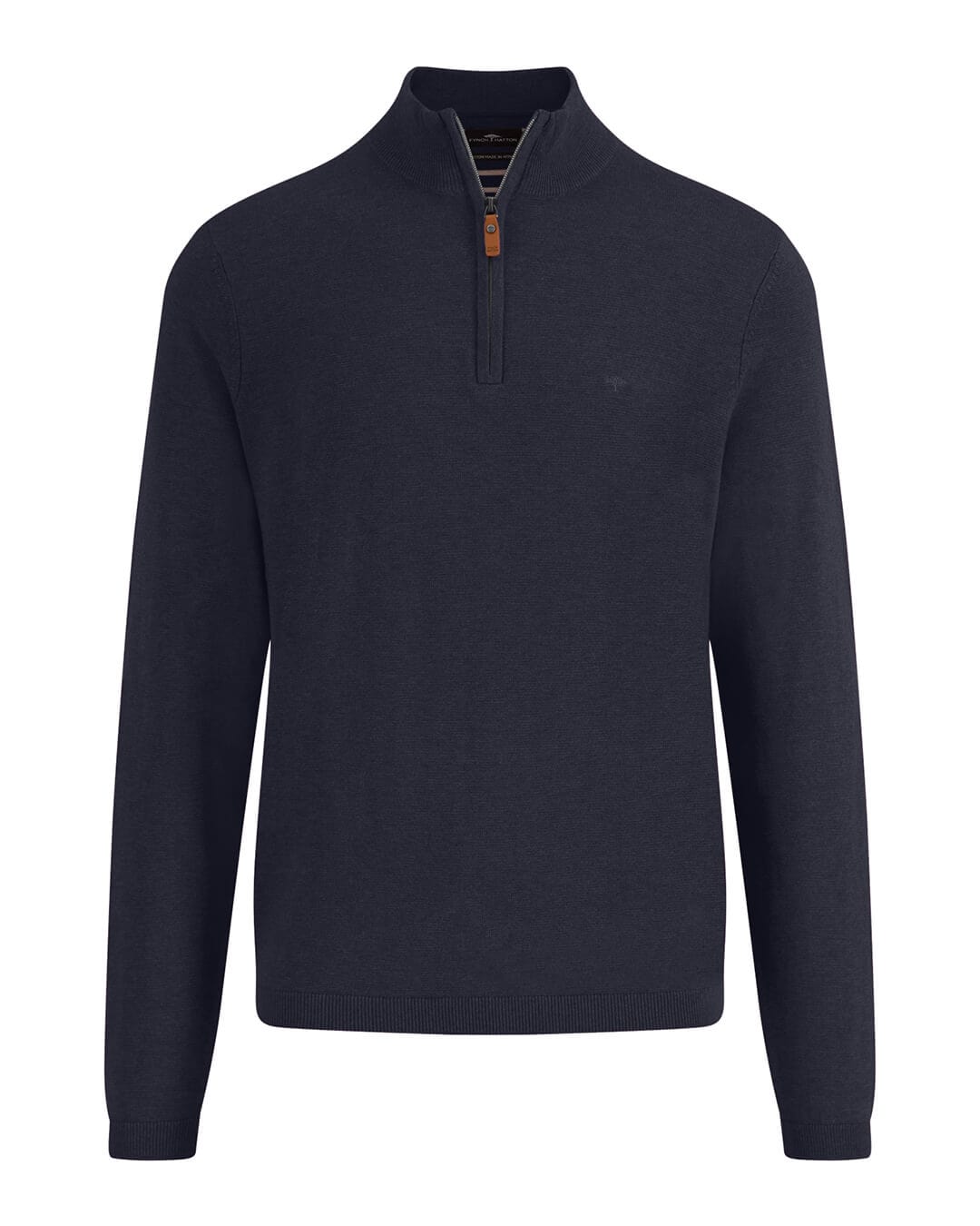 Fynch-Hatton Navy Troyer Zip Air Cotton Jumper | Bortex
