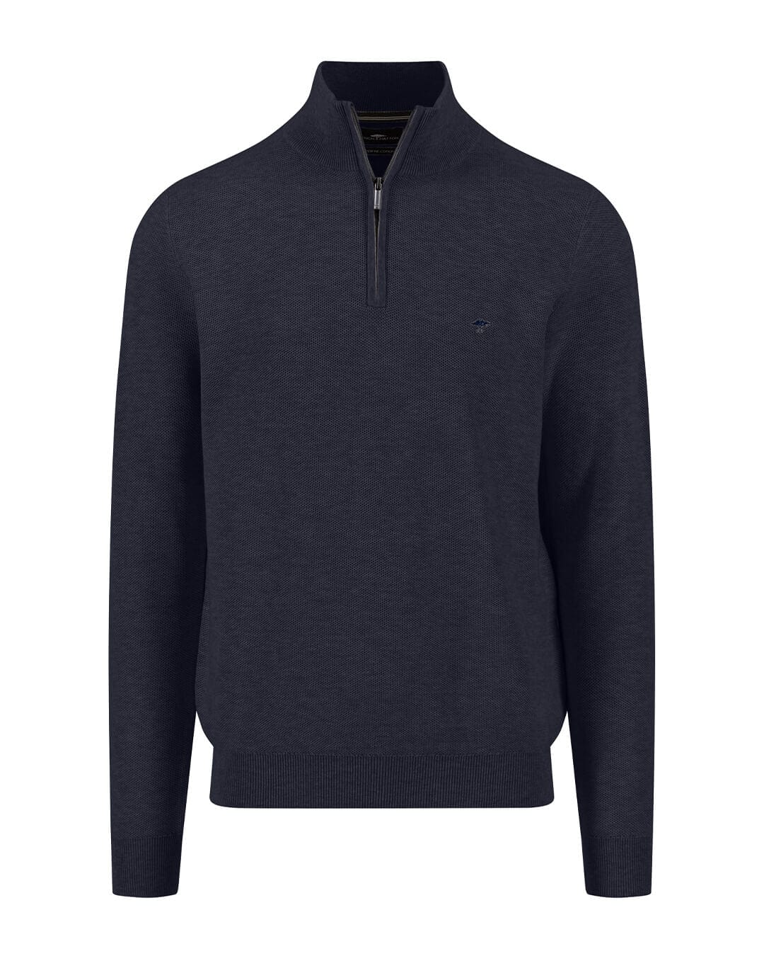 Fynch-Hatton Navy Troyer-Zip Structure Half-Zip Sweater | Bortex