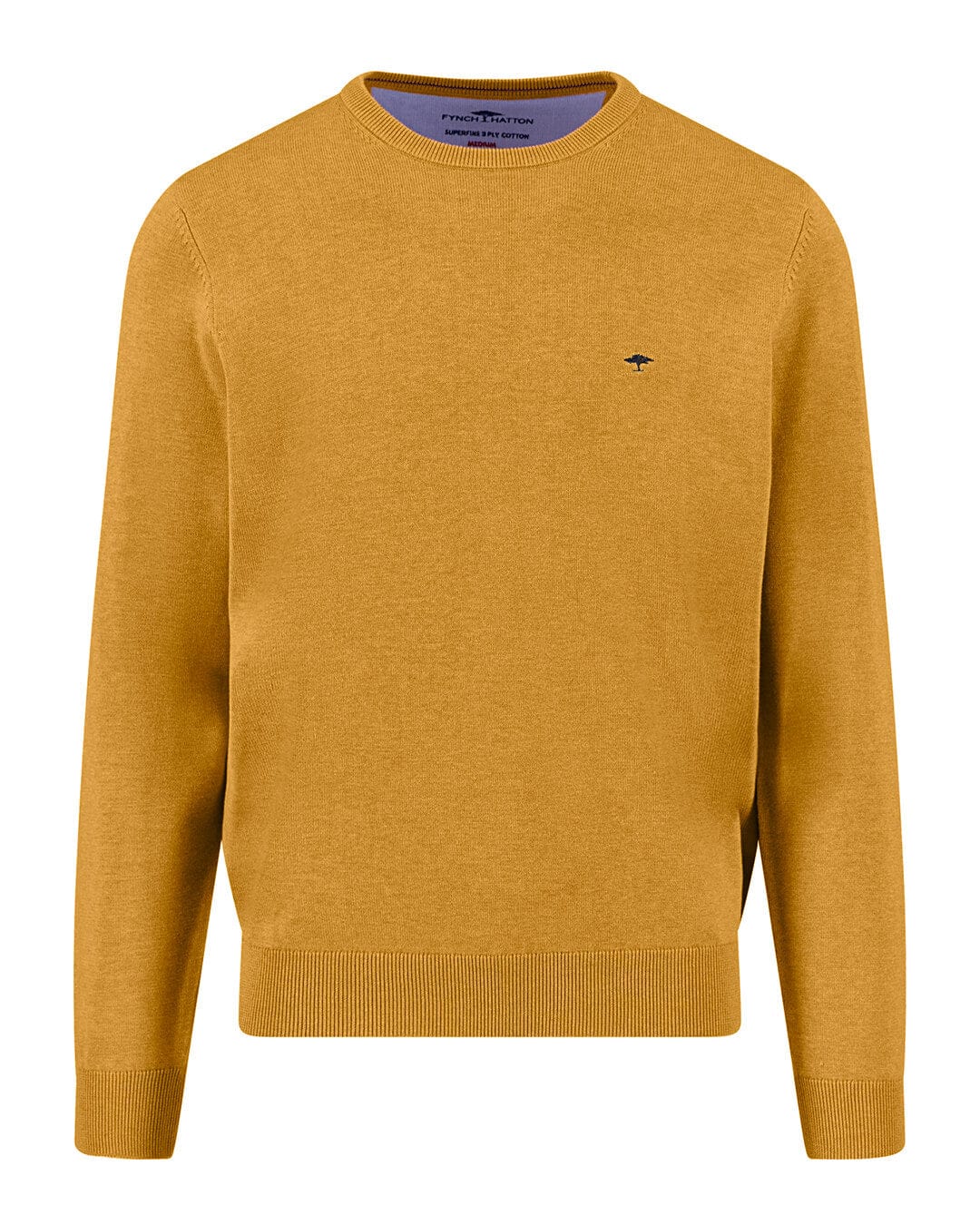 Fynch-Hatton Mustard O-Neck Superfine Sweater | Bortex