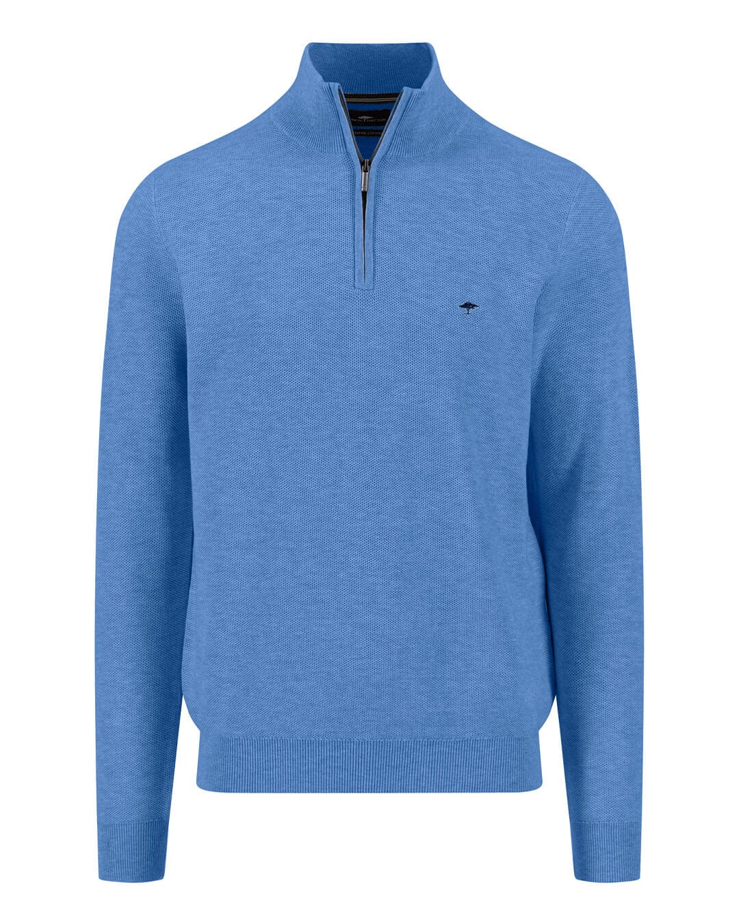 Fynch-Hatton Blue Troyer-Zip Structure Half-Zip Sweater | Bortex