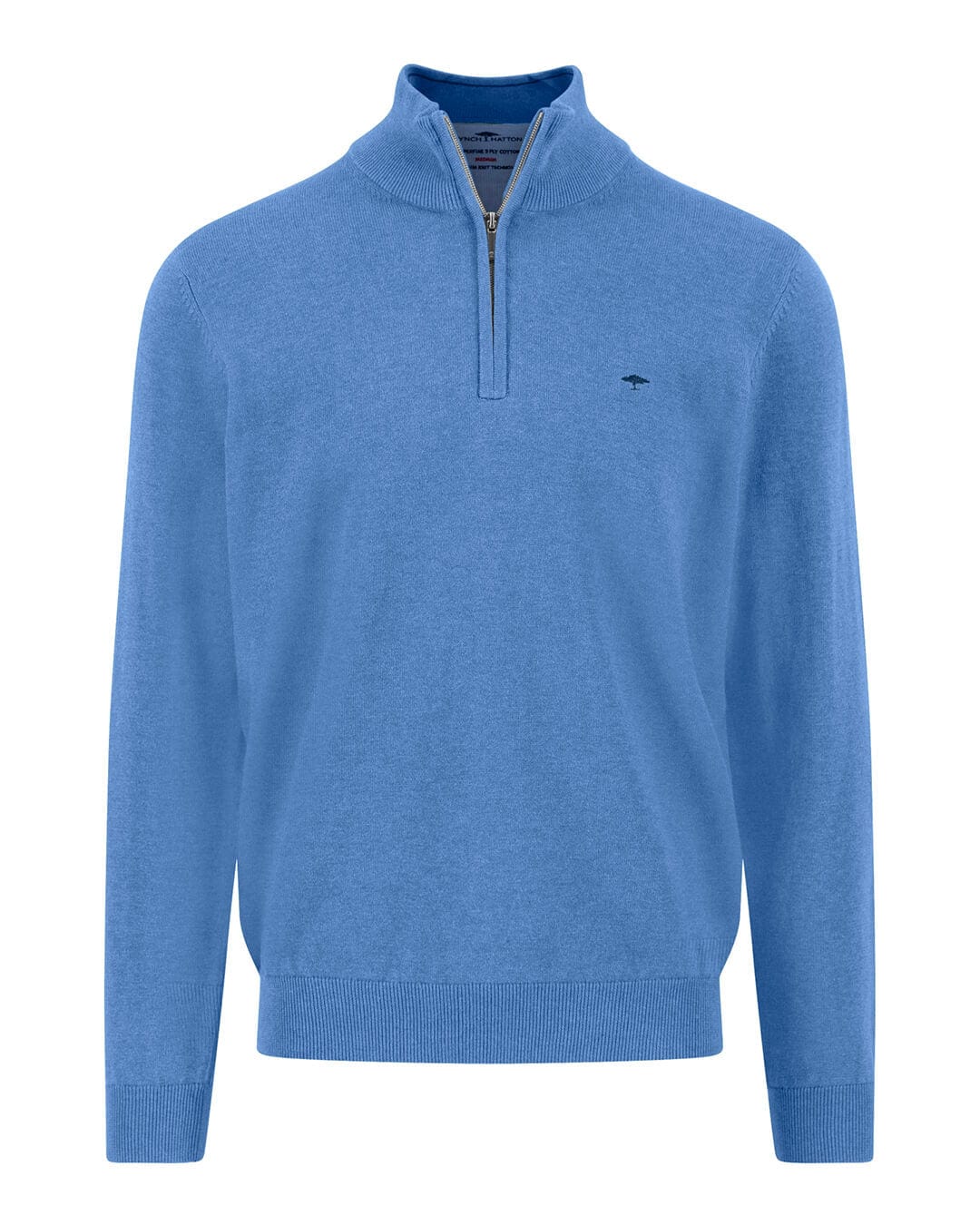 Fynch-Hatton Blue Troyer-Zip Superfine Half-Zip Sweater | Bortex